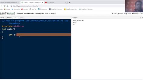 C Program To Find The Product Of Two Integer Numbers Youtube