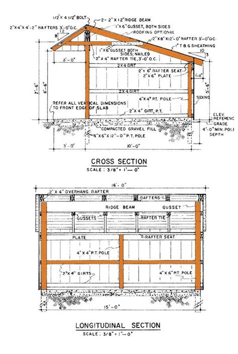 Loafing Shed Plans 13x16 Run In Shed Blueprints Brennholz Schuppen