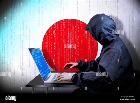 anonymous hooded hacker flag of japan binary code cyber attack
