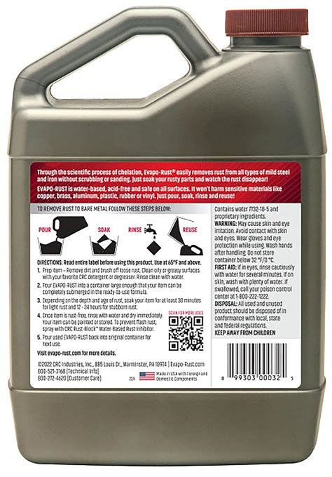 Crc Evapo Rust Heavy Duty Rust Remover Reusable Acid Free Non Corrosive Water Based 32 Oz