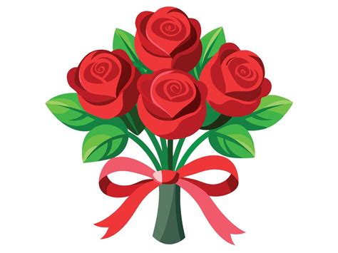 Red Rose Bouquet With Ribbon Valentines Day Art 53440407 Vector Art At