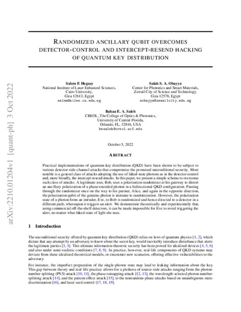 Pdf Randomized Qubit Method Enhances Quantum Key Distribution Security