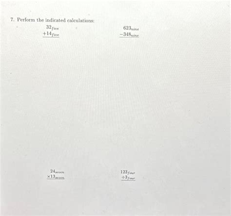 Solved 7 Perform The Indicated Calculations 32five 14five