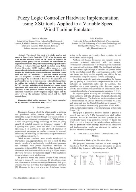 Pdf Fuzzy Logic Controller Hardware Implementation Using Xsg Tools