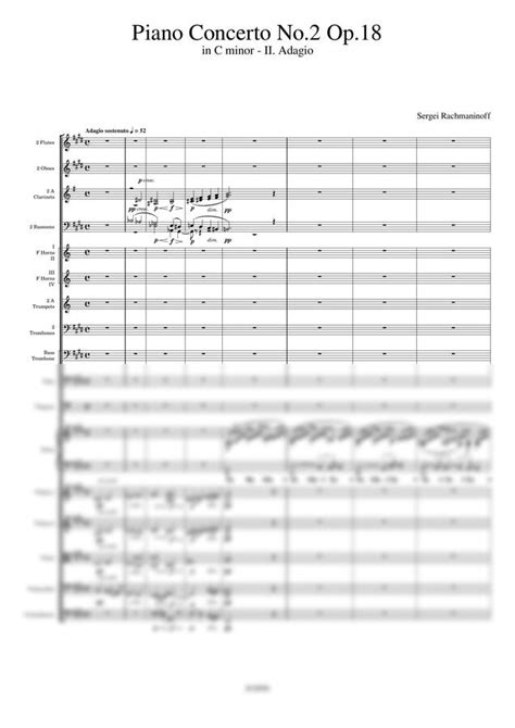 악보 S Rachmaninoff 라흐 Piano Concerto No 2 Ii Adagio 피아노 협주곡 2