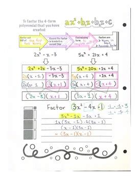 Visual Notes Factoring Polynomials By Decomposition TPT