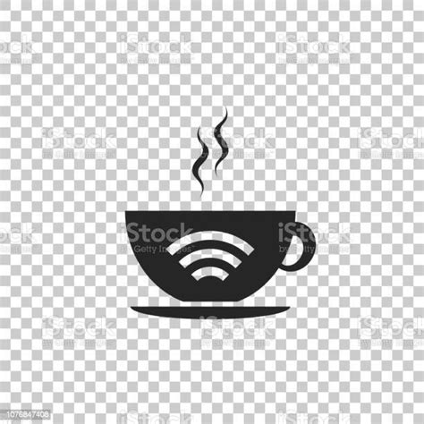 무료 와이파이 영역 아이콘이 투명 한 배경을에 고립 된 커피가 게의 컵 인터넷 연결 게시입니다 평면 디자인입니다 벡터 일러스트 레이 션 개념에 대한 스톡 벡터 아트 및 기타