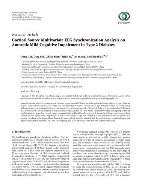 Pdf Cortical Source Multivariate Eeg Synchronization Analysis On