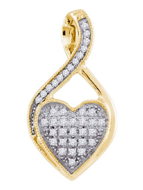 10kt Yellow Gold Diamond Twist Heart Fine Design Necklace Pendant 110
