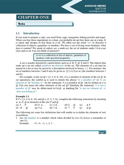 Elective Mathematics For Senior Highschools Pdf Set Mathematics