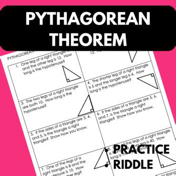 Geometry Pythagorean Theorem Practice And Puzzle By Teaching High School Math