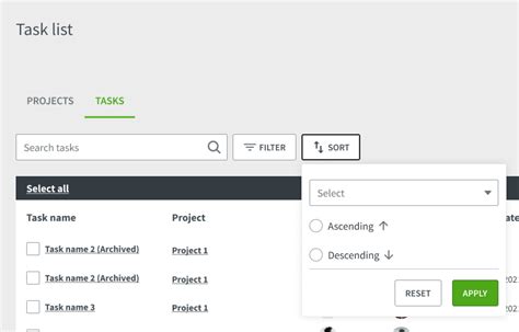 how to sort tasks