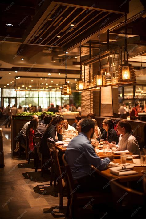 Premium Photo A Vivid Peek Into The Busy Dining Scene At Bjs Restaurant