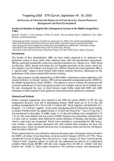 Pdf Adaptive On Farm Evaluation Of Resource Conserving Rice Cultivation Practices In The