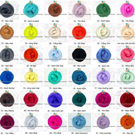 Bảng Màu Len Chọc 100 Màu Nguyên Liệu để Chọc Len Needle Felting Đồ