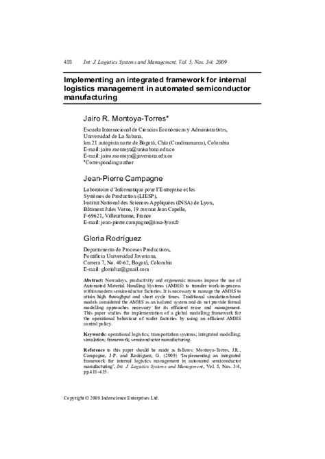 pdf implementing an integrated framework for internal logistics