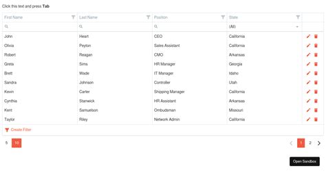 keyboard navigation devextreme data grid codesandbox
