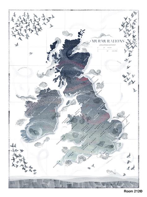 Murmuration Map Of The British Isles Print Hannah Bailey Room 212