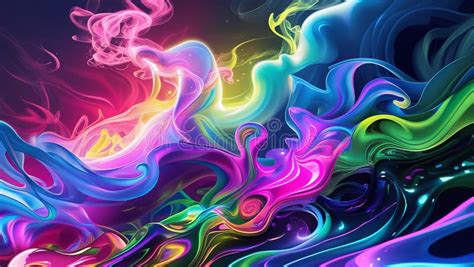 Dynamic Abstract Composition With Vibrant Swirling Colors And Fluid Energy Colors In A Fluid