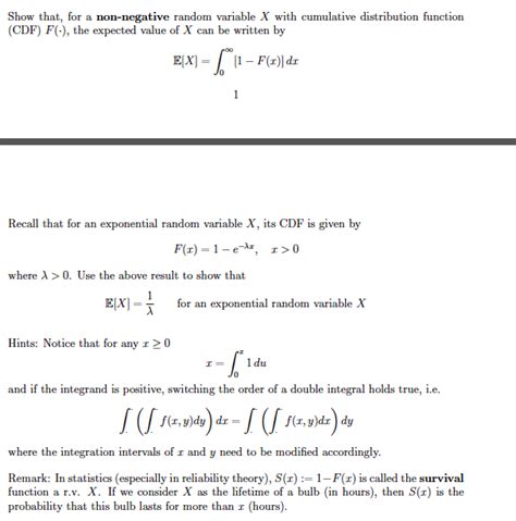 Show That For A Non Negative Random Variable X With