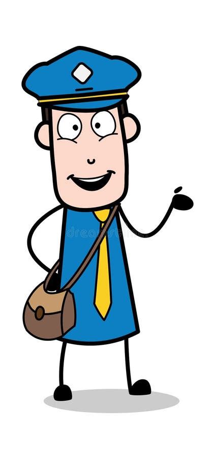 Lovable Postman Cartoon Courier Guy Vector Illustration Stock