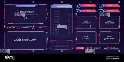 Game Frame Stream Overlay Banner With Buttons And Video Player Ui Template Futuristic Live