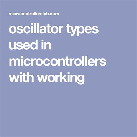 Types Of Oscillators In Microcontrollers