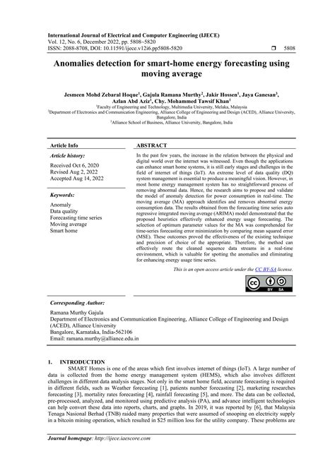 Anomalies Detection For Smart Home Energy Forecasting Using Moving