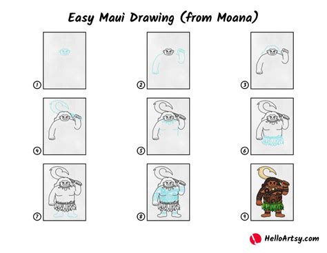 easy maui drawing from moana helloartsy
