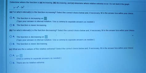 solved determine where the function is a increasing b