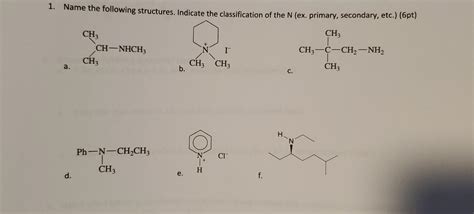 solved 1 name the following structures indicate the
