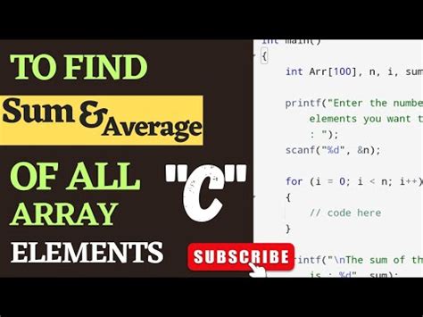 C Program To Find Sum And Average Of Array Elements Hindi YouTube