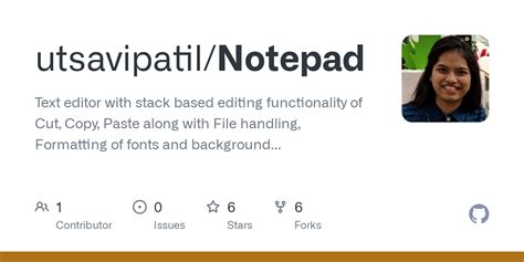 GitHub Utsavipatil Notepad Text Editor With Stack Based Editing Functionality Of Cut Copy