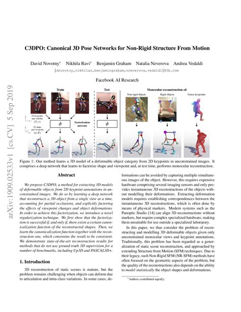 C3dpo Canonical 3d Pose Networks For Non Rigid Structure From Motion