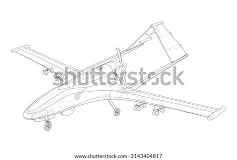 Military Predator Drone Wireframe Style Vector Stock Vector Royalty