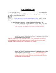 PhET Simulation Lab Sound Waves 1 Docx Lab Sound Waves Name Kimberly Torres Date 03 13 2021