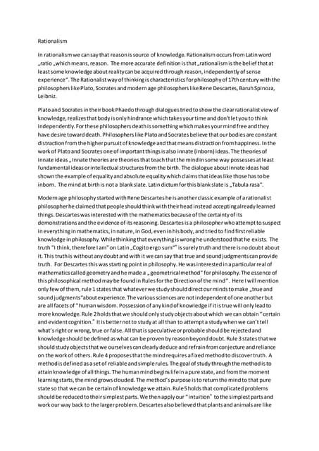 Rationalism Docx Physics Science