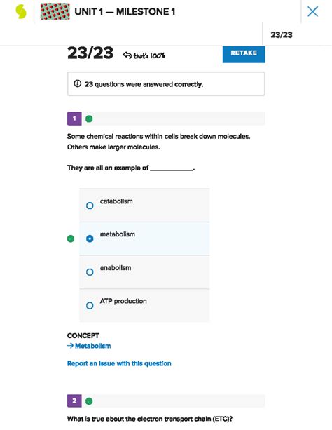 milestone 1 basic human biology concepts unit 1 milestone 1 retake