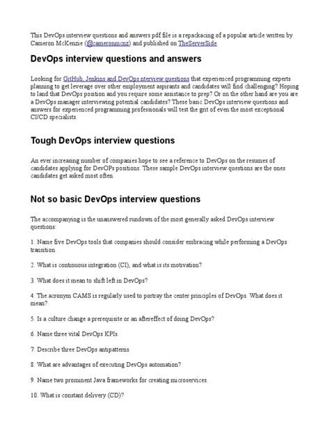 Devops Interview Qanda Guide Pdf Computer Science Software Engineering