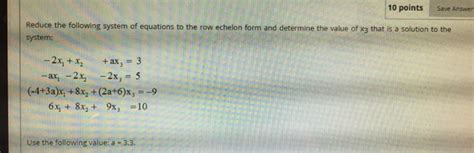 solved reduce the following system of equations to the row