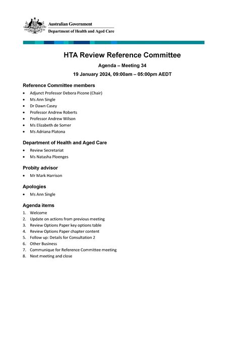 Health Technology Assessment Policy And Methods Review Reference Committee Meeting Agenda 19