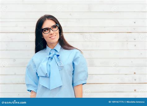 Beautiful Elegant Fashion Woman Wearing Cat Eye Eyeglasses Stock Image