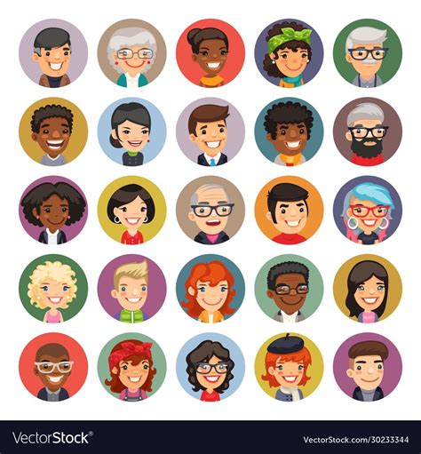 Cartoon People Avatars Vector Image On Vectorstock Семейное дерево