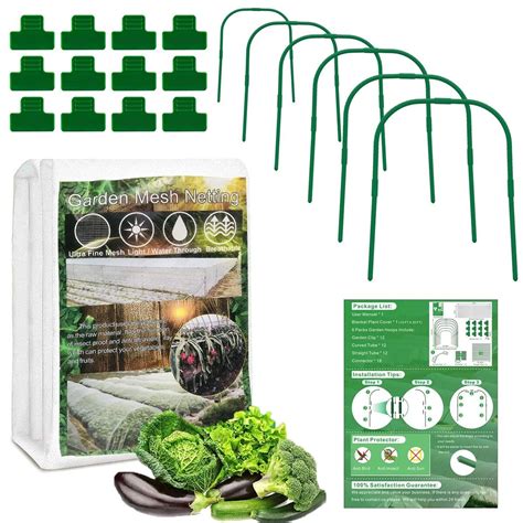 Garden Mesh Netting Kit 2 6m Plant Cover Fine Mesh Netting With 6pcs