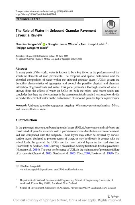 The Role Of Water In Unbound Granular Pavement Layers A Review Request Pdf