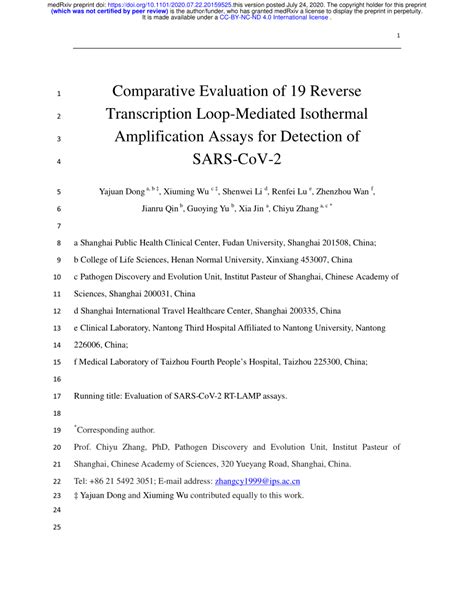 Pdf Comparative Evaluation Of 19 Reverse Transcription Loop Mediated