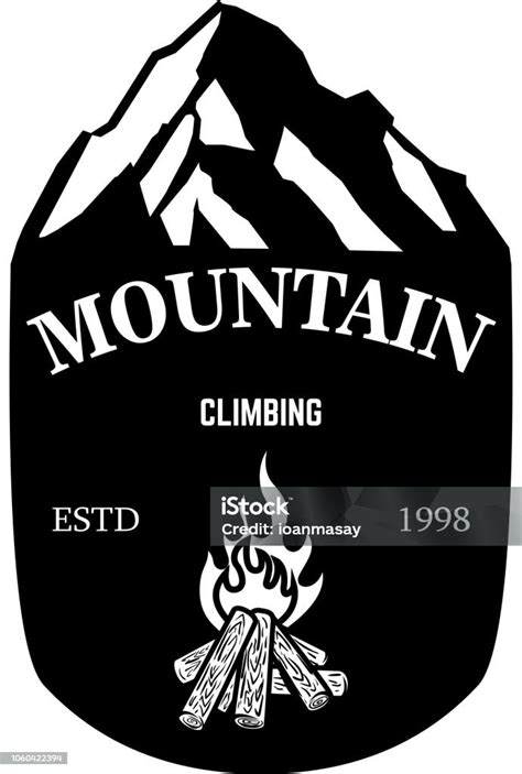 산악 등반입니다 록 피크와 엠 블 럼 템플릿입니다 레이블 상징 기호 포스터 디자인 요소입니다 0명에 대한 스톡 벡터 아트 및
