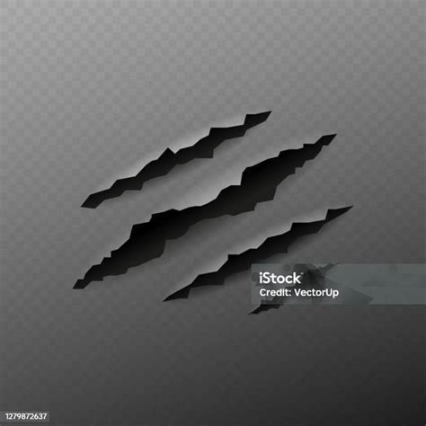 투명 한 배경에 현실적인 발톱 찢어 슬래시 패턴 벡터 그림입니다 가장자리에 대한 스톡 벡터 아트 및 기타 이미지 가장자리 갈고리 발톱 갈기갈기 찢어진 Istock