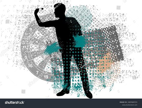 Vector Silhouette Dart Dart Player Aims Stock Vector Royalty Free