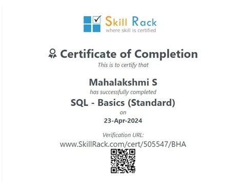 Sql Databasemanagement Skillrackcertificate Mahalakshmi S
